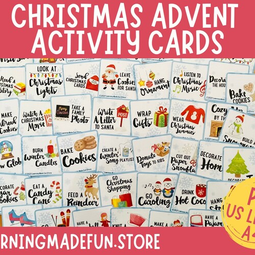 30 Printable Advent Activity Cards for Kids Christmas Bucket - Etsy