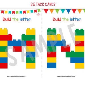 Alphabet Brick Task Cards, ABC Building Cards, Fine Motor Activities ...