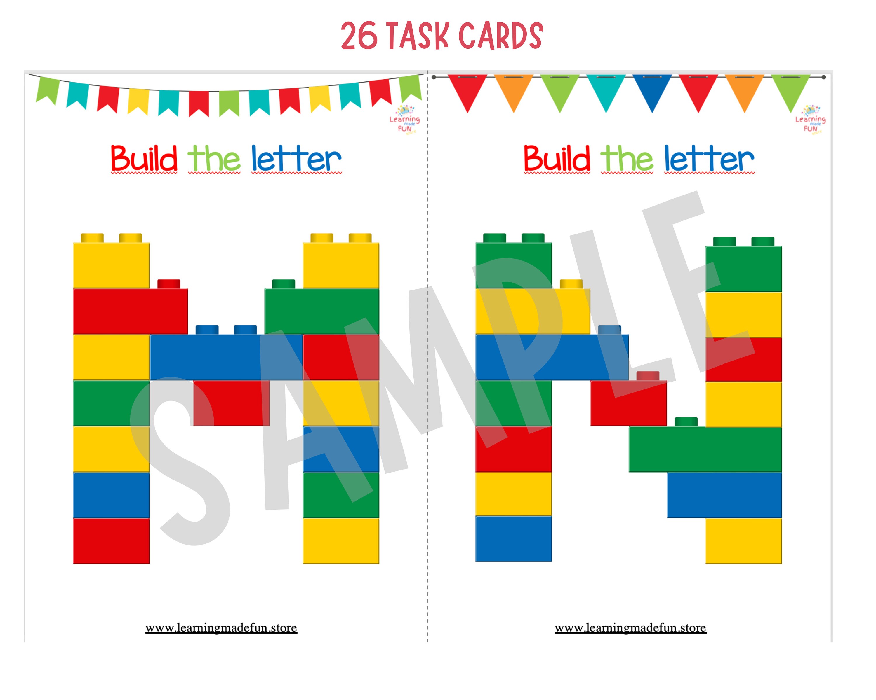 Alphabet Brick Building Cards: Preschool Literacy (PDF Download) - Etsy