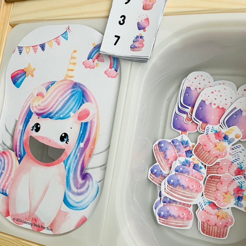 Feed the Unicorn Counting Cards: Flisat Insert Printable (digital ...