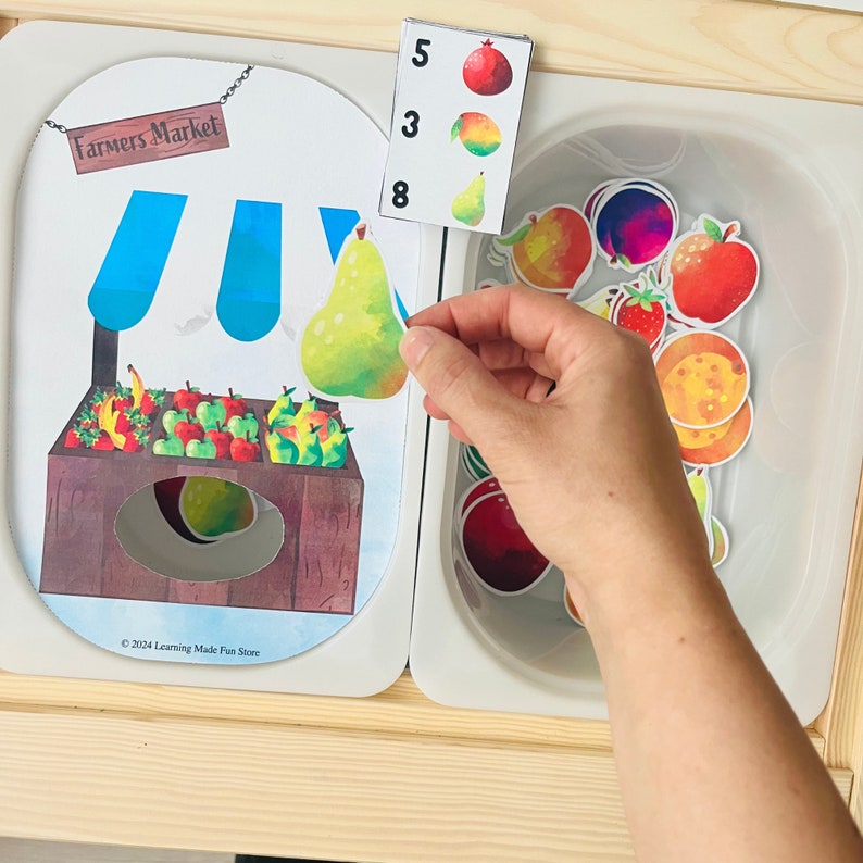 Fruits Market Counting Flisat Insert, Preschool Pretend Play (digital ...