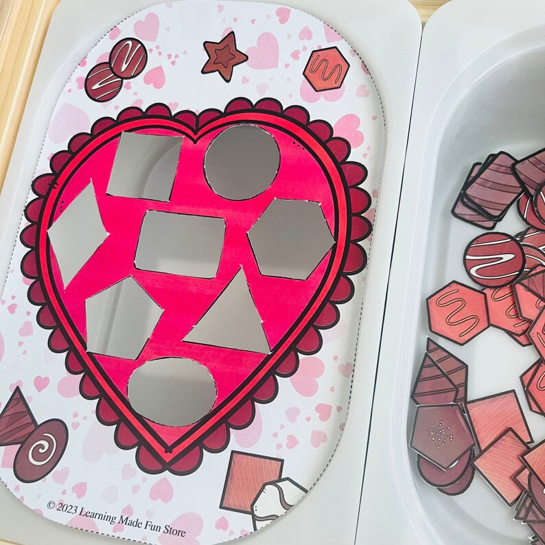Valentine's Day Chocolate Shape Sorting Flisat Insert (digital Download ...