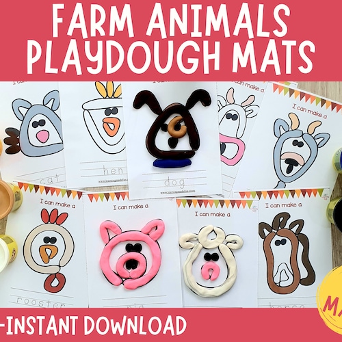 Buy Farm Animals Play Doh Mats Visual Cards Printable Play Dough Online ...