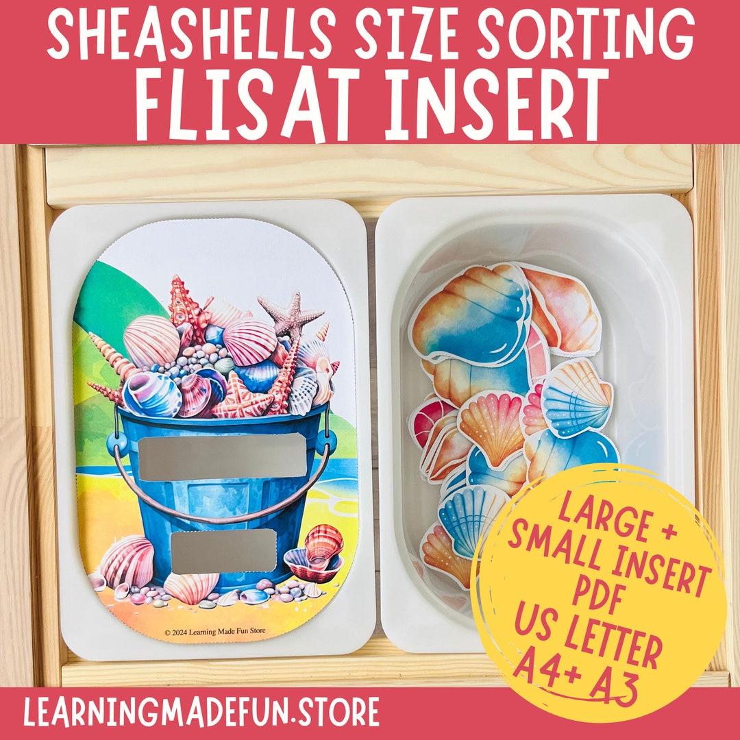 Seashell Size Sort, Printable Flisat Insert, Trofast Insert, Preschool ...