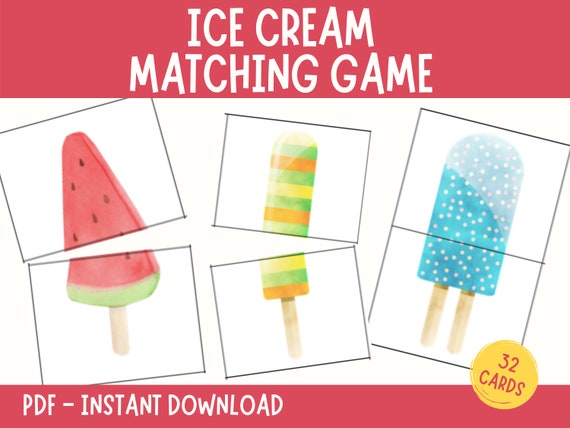 Ice Cream Matching Game for Kids Ice Cream Matching Activity | Etsy