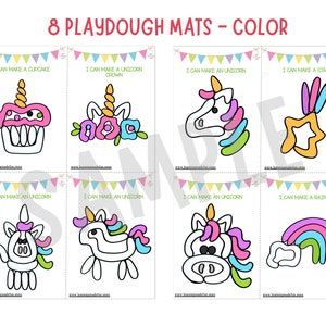 Unicorn Play Dough Mats: Preschool Activity, Fine Motor Skills (digital ...