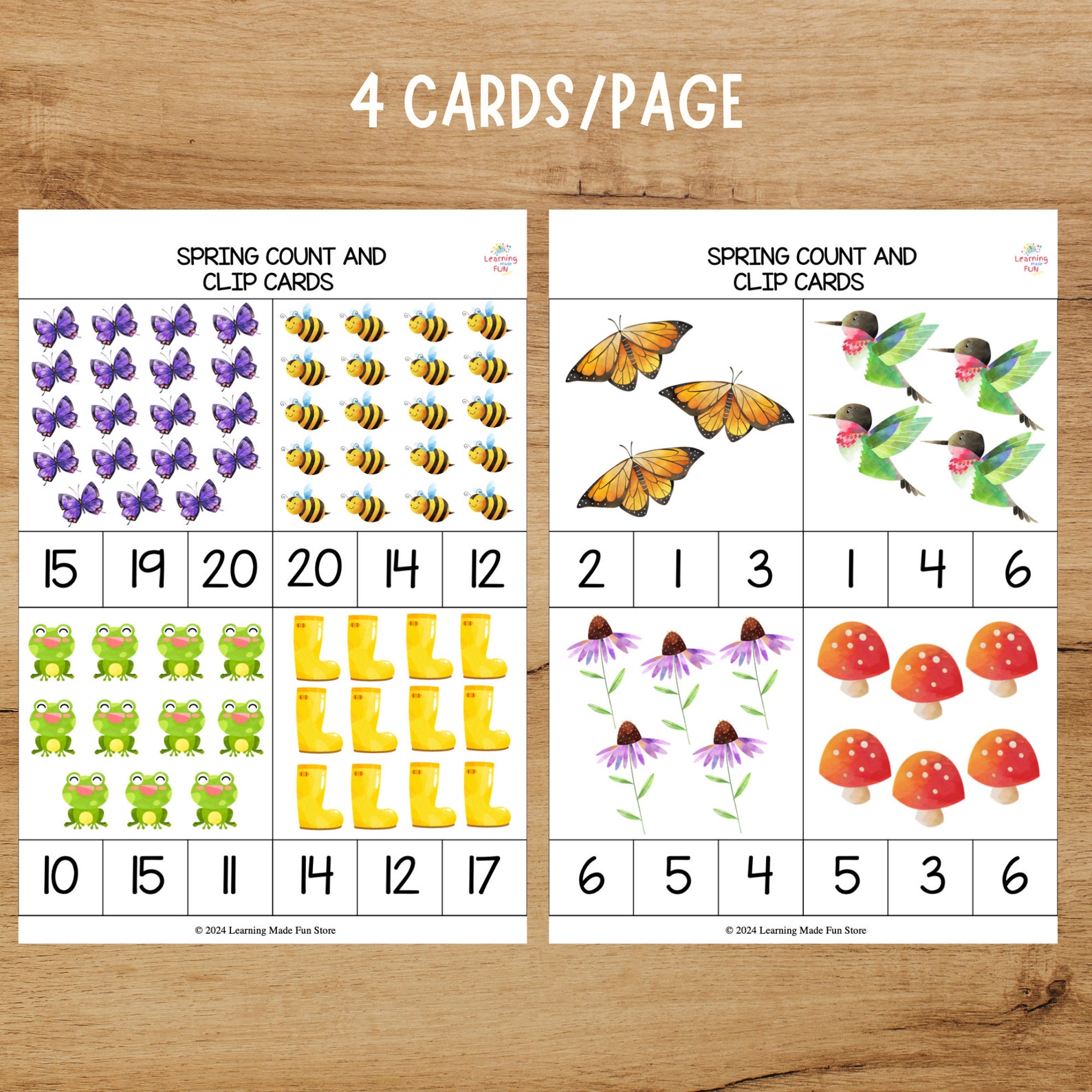 Spring Count Clip Cards: Numbers 1-20 Montessori Math (PDF) - Etsy