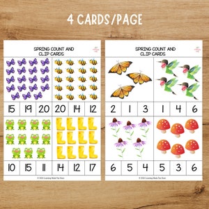 Spring Count Clip Cards, Numbers 1-20 Count Activity, Montessori ...