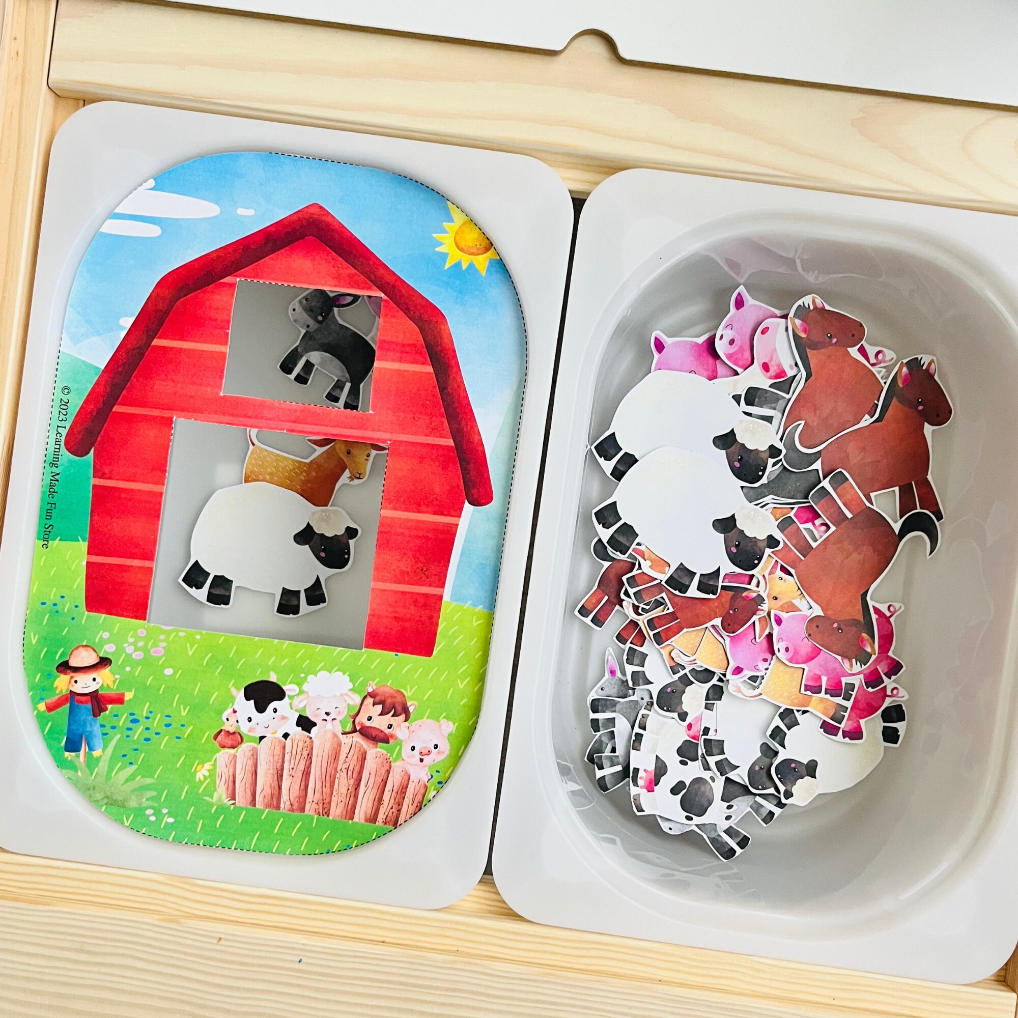 Farm Animals Size Sort Flisat Insert, Preschool Learning (digital ...
