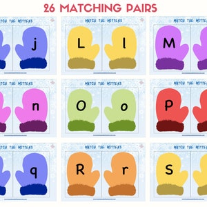ABC Matching Game, Winter Alphabet, Mittens Matching Activity, Busy ...