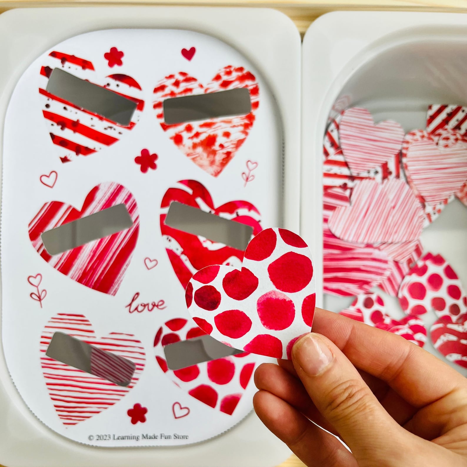 Valentines Heart Pattern Sorting Flisat Insert, Preschool Learning ...