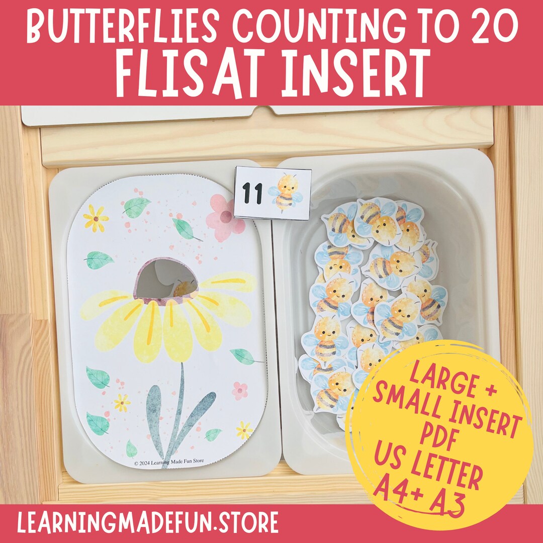 Bees Counting to 20, Printable Flisat Insert, Trofast Insert, Preschool ...