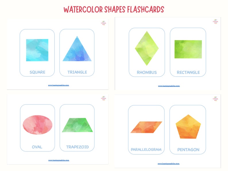 Shapes Flashcards Shapes for preschool 2D Shapes Flash | Etsy