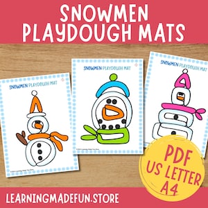 Snowmen Play Dough Mats: Winter Toddler Activities (printable) - Etsy