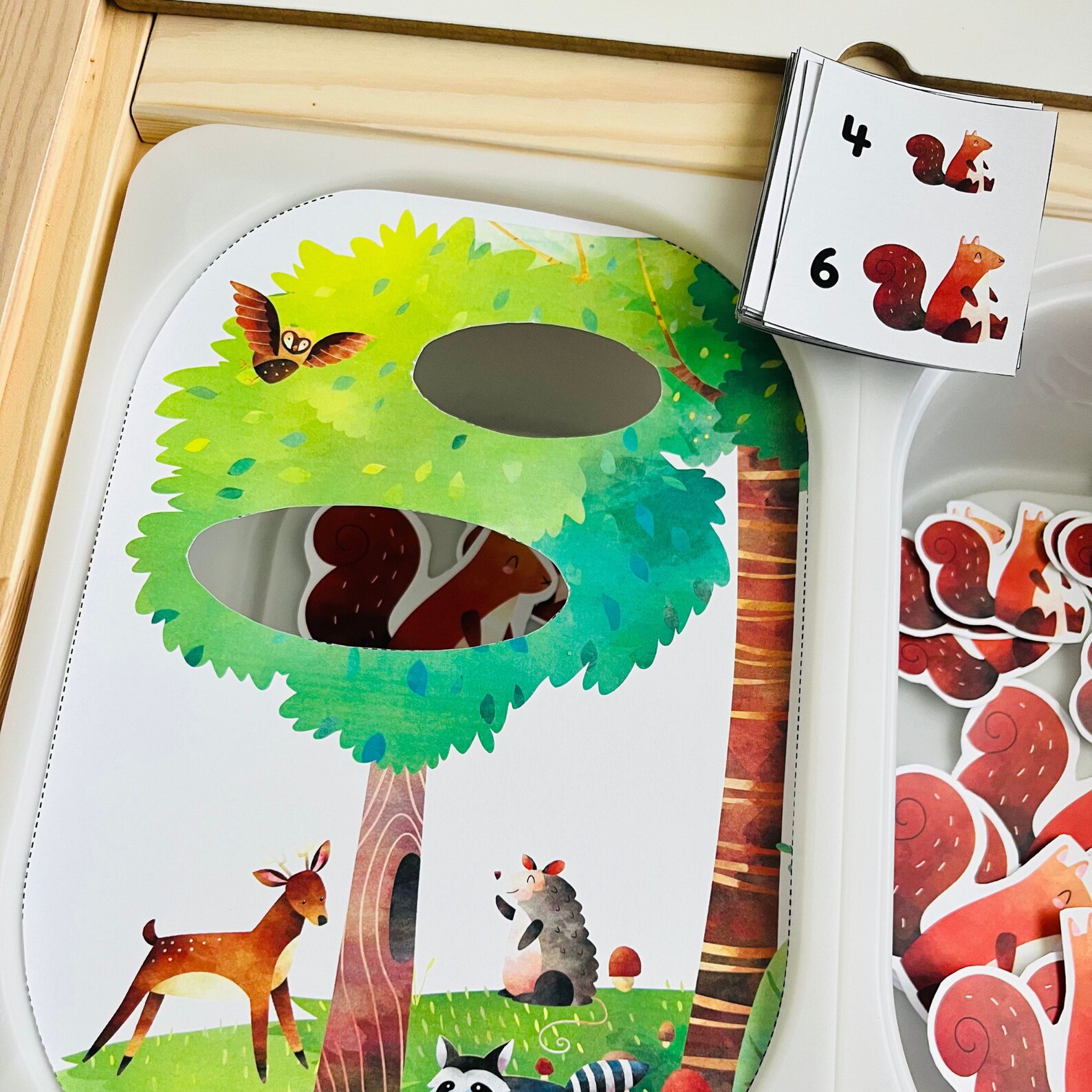 Squirrels Count and Sort Flisat Insert, Preschool Printable (digital ...