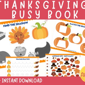THANKSGIVING BINDER, Autumn Busy Book, Printable Busy Book, Preschool ...
