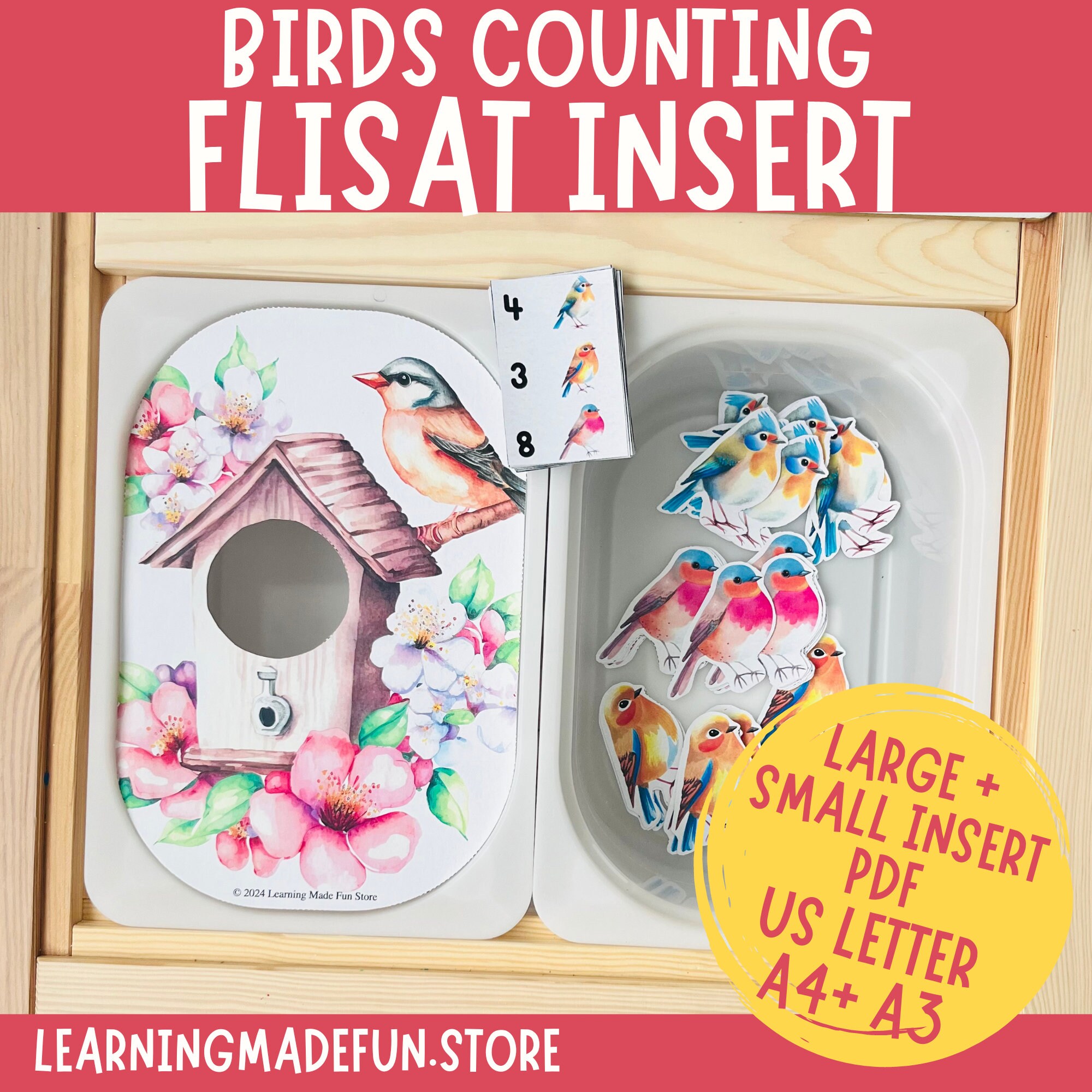 Birds Counting Flisat Insert, Preschool Sensory Play (digital Download ...