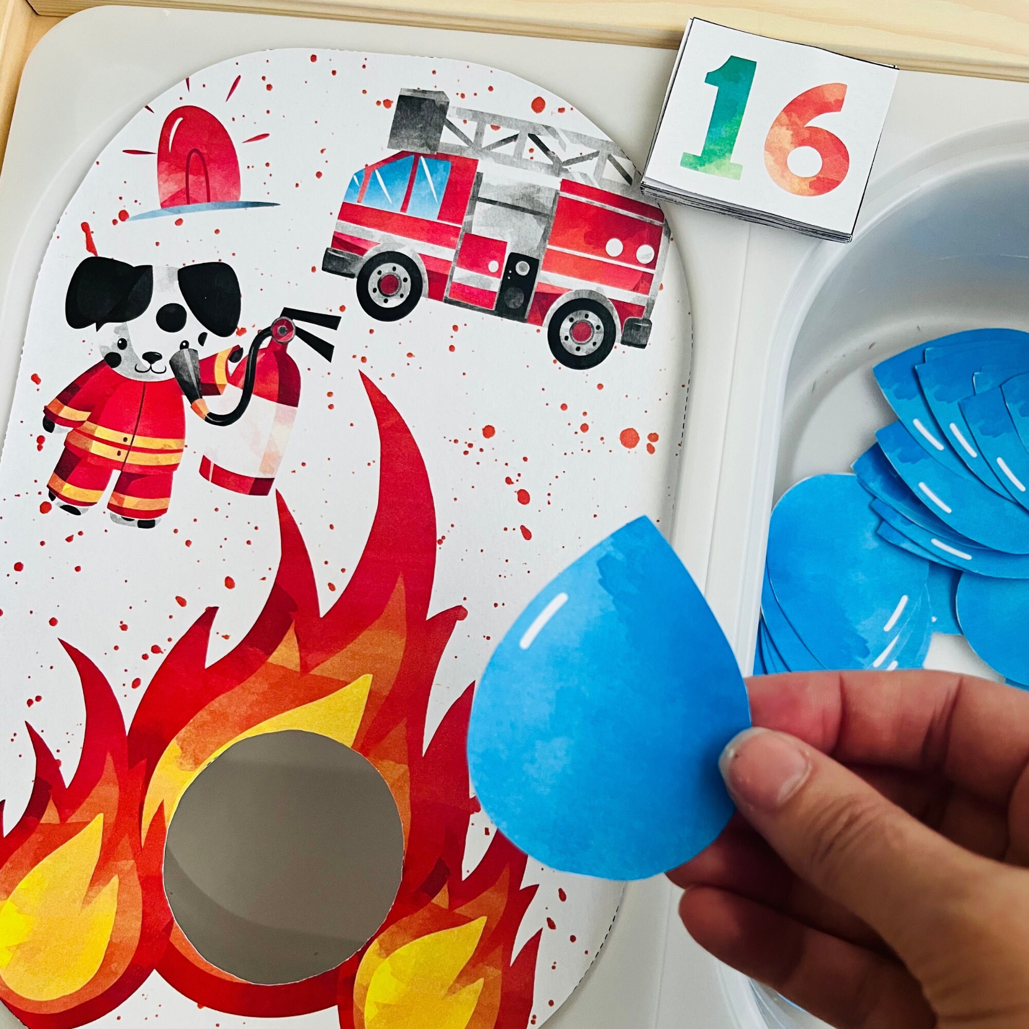 Firefighter Counting Flisat Insert, Preschool Printable (digital ...