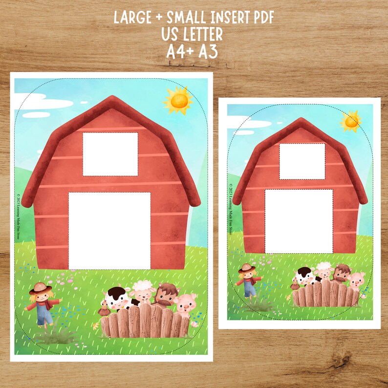 Farm Animals Size Sort Flisat Insert, Preschool Learning (digital ...