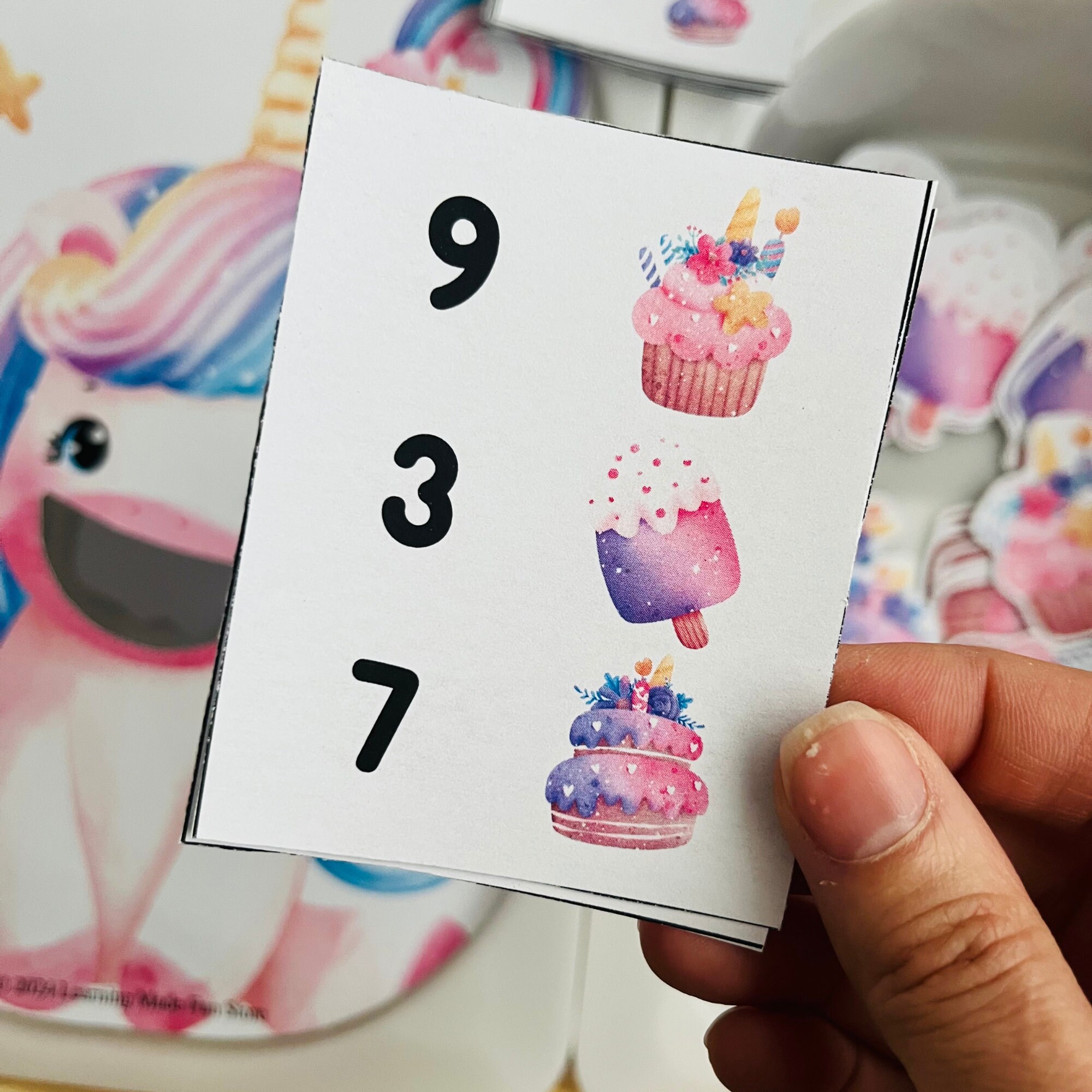 Feed the Unicorn Counting Cards: Flisat Insert Printable (digital ...