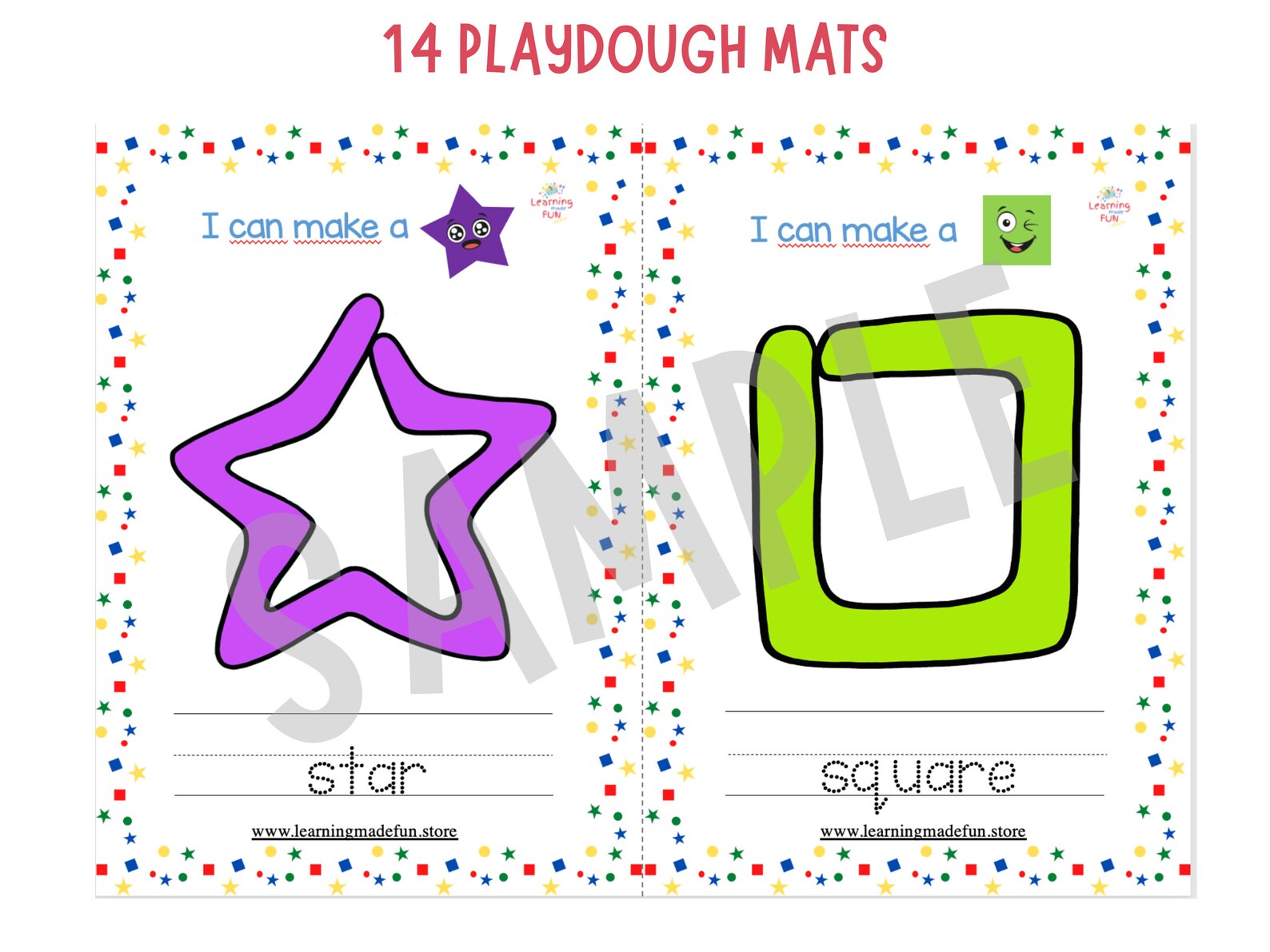 2D Shapes Play Dough Mats Printable Play Doh Toddler - Etsy Canada