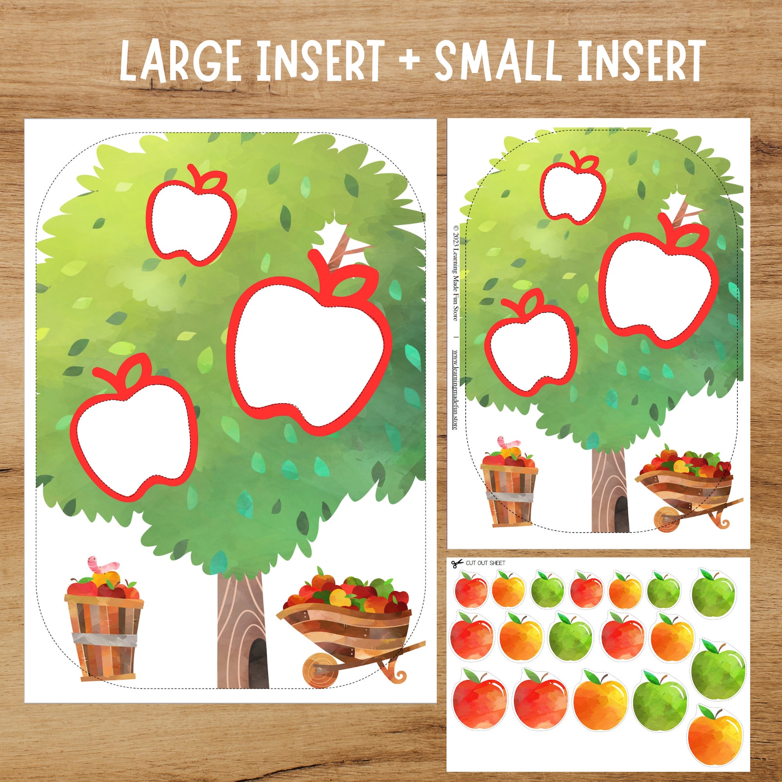 Apple Size Sorting Flisat Insert, Preschool Printable (digital Download ...