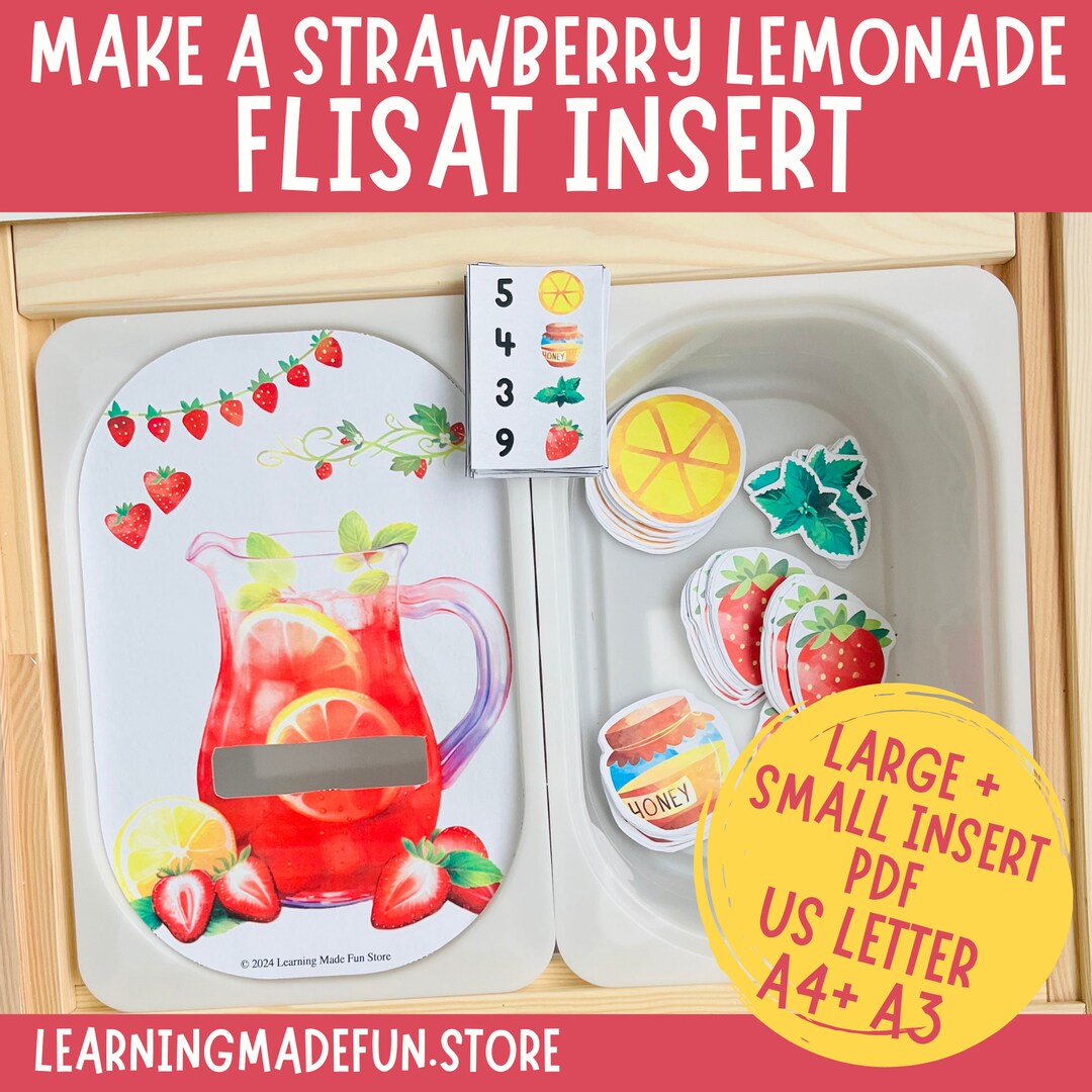 Make a Strawberry Lemonade Flisat Insert, Counting Activity, Printable ...