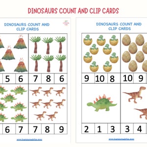 Dinosaur Counting Clip Cards: Montessori Math Activity (digital ...