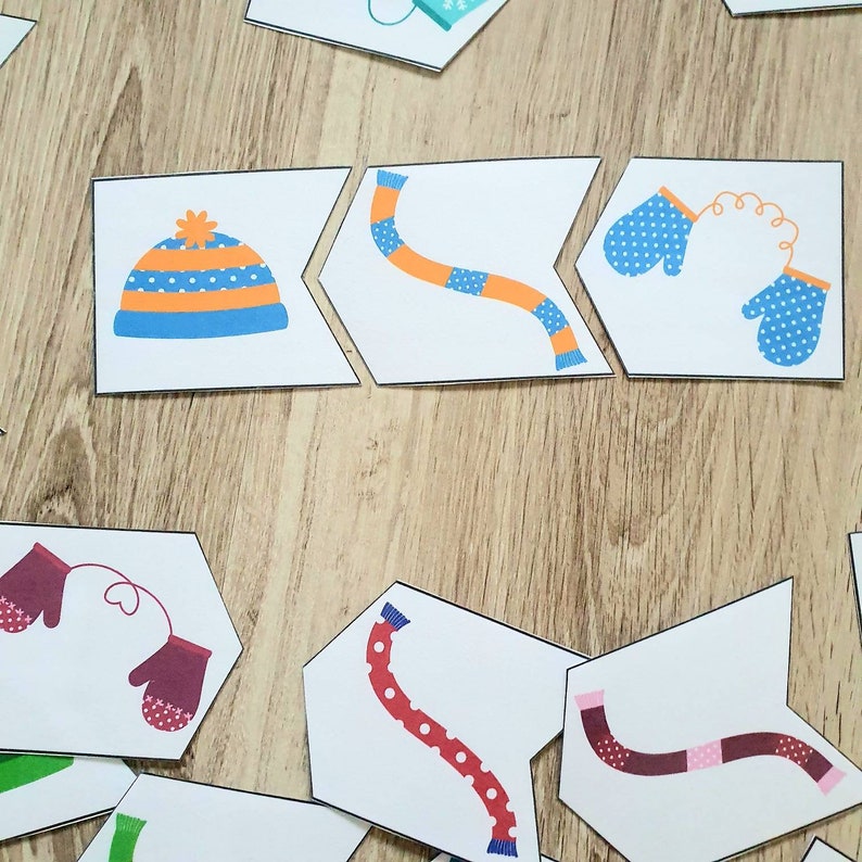 Winter Matching Game for Toddlers: Hat, Mittens, Scarf (PDF Pattern) - Etsy