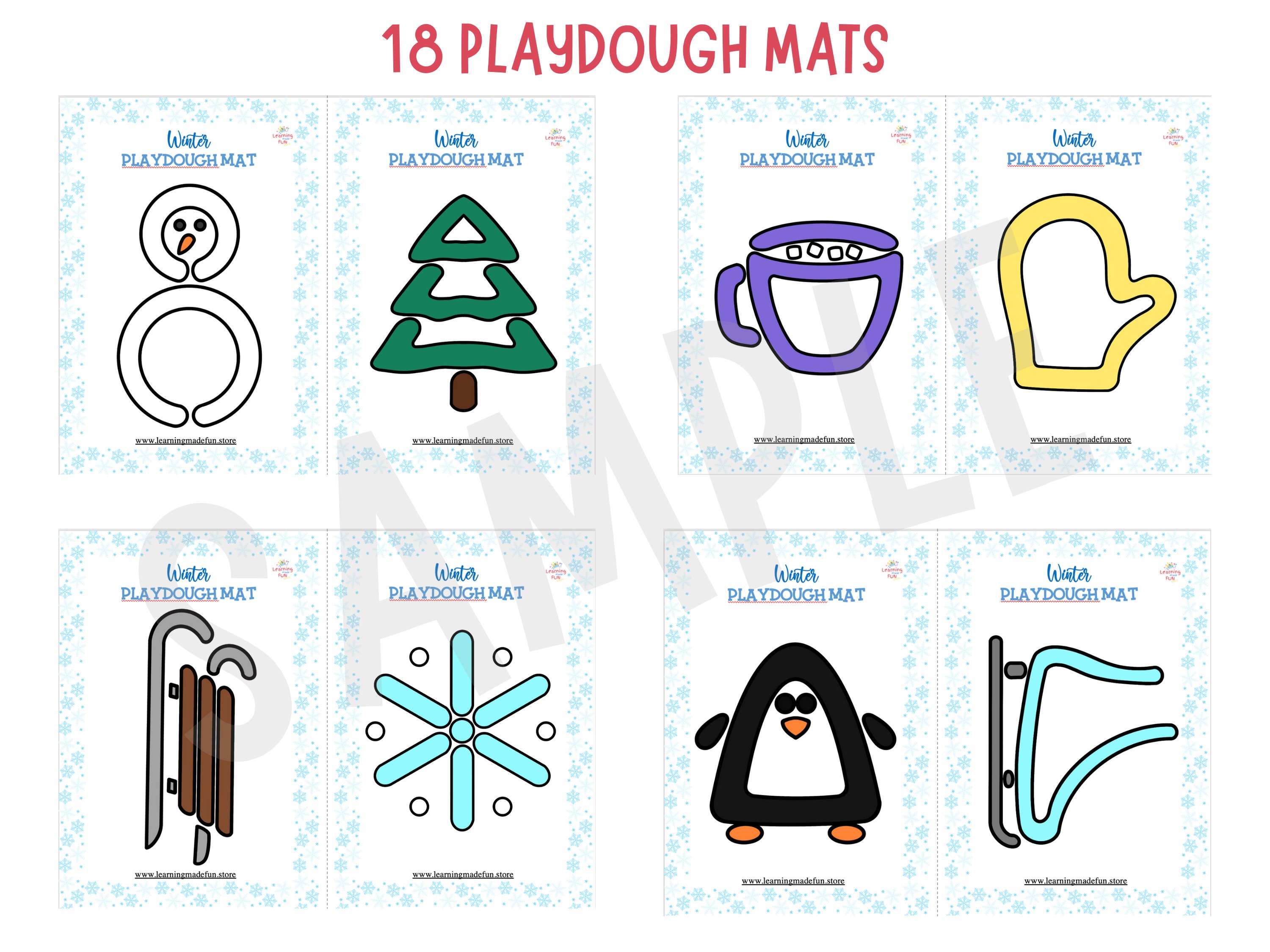 Winter Play Dough Mats Printable Play Doh Toddler Activities - Etsy