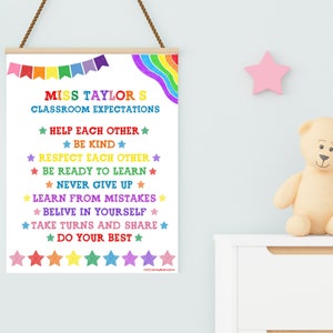 Classroom Rules Poster, Class Expectations, Bulletin Board, Educational ...