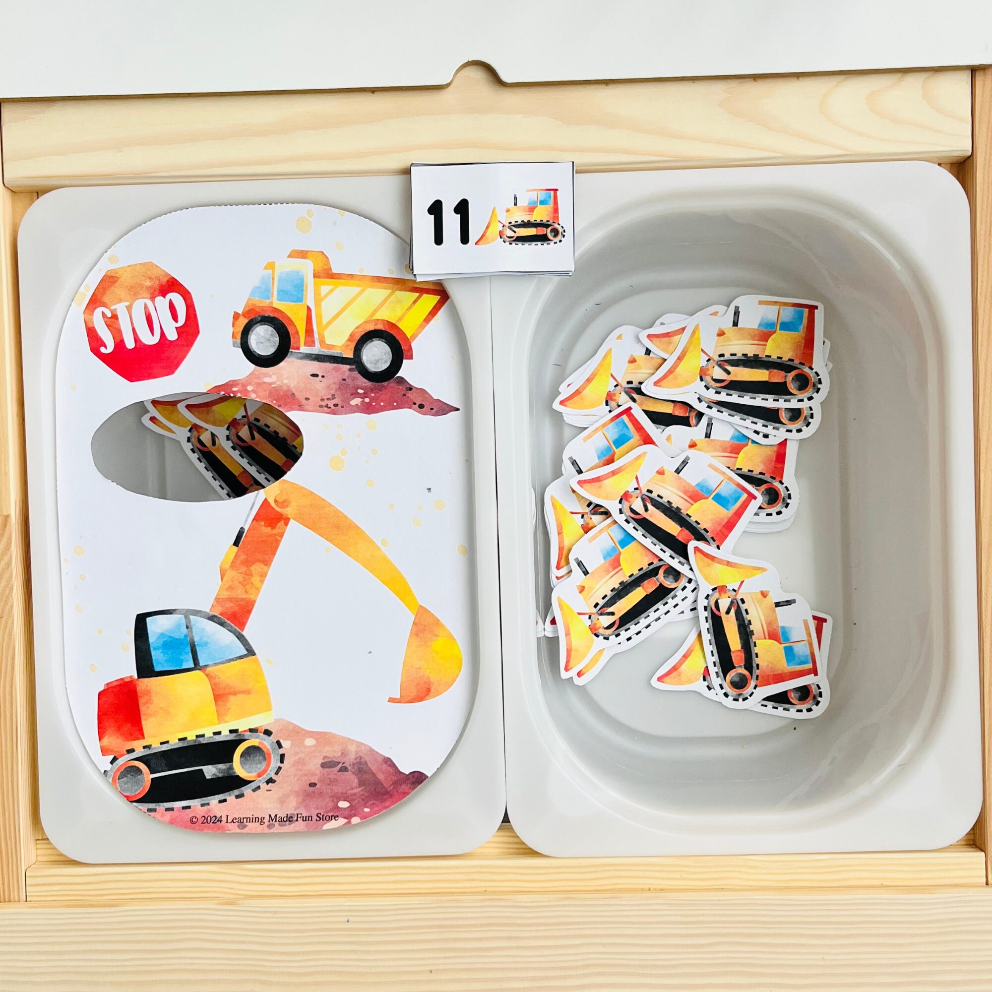 Construction Vehicles Counting, Printable Flisat Insert, Trofast Insert ...