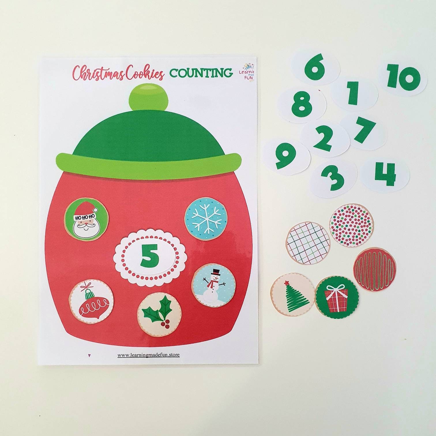 Christmas Cookie Jar Counting Activity: Toddler Printable (digital ...