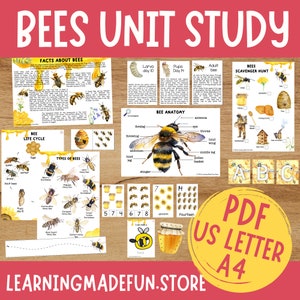 Bees Unit Study, Honey Bee Themed Printable, Insects Activity, Bugs ...