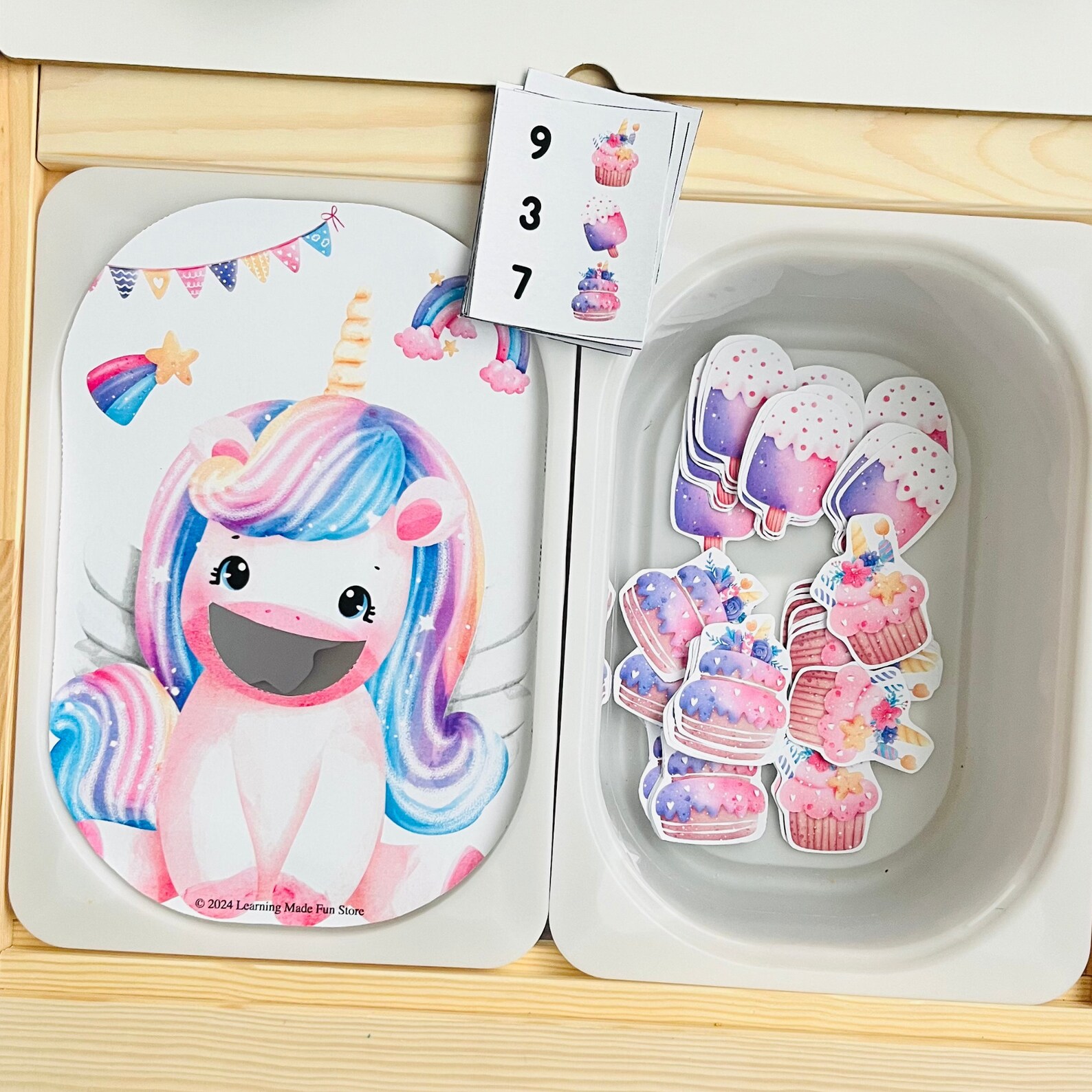 Feed the Unicorn Counting Cards: Flisat Insert Printable (digital ...