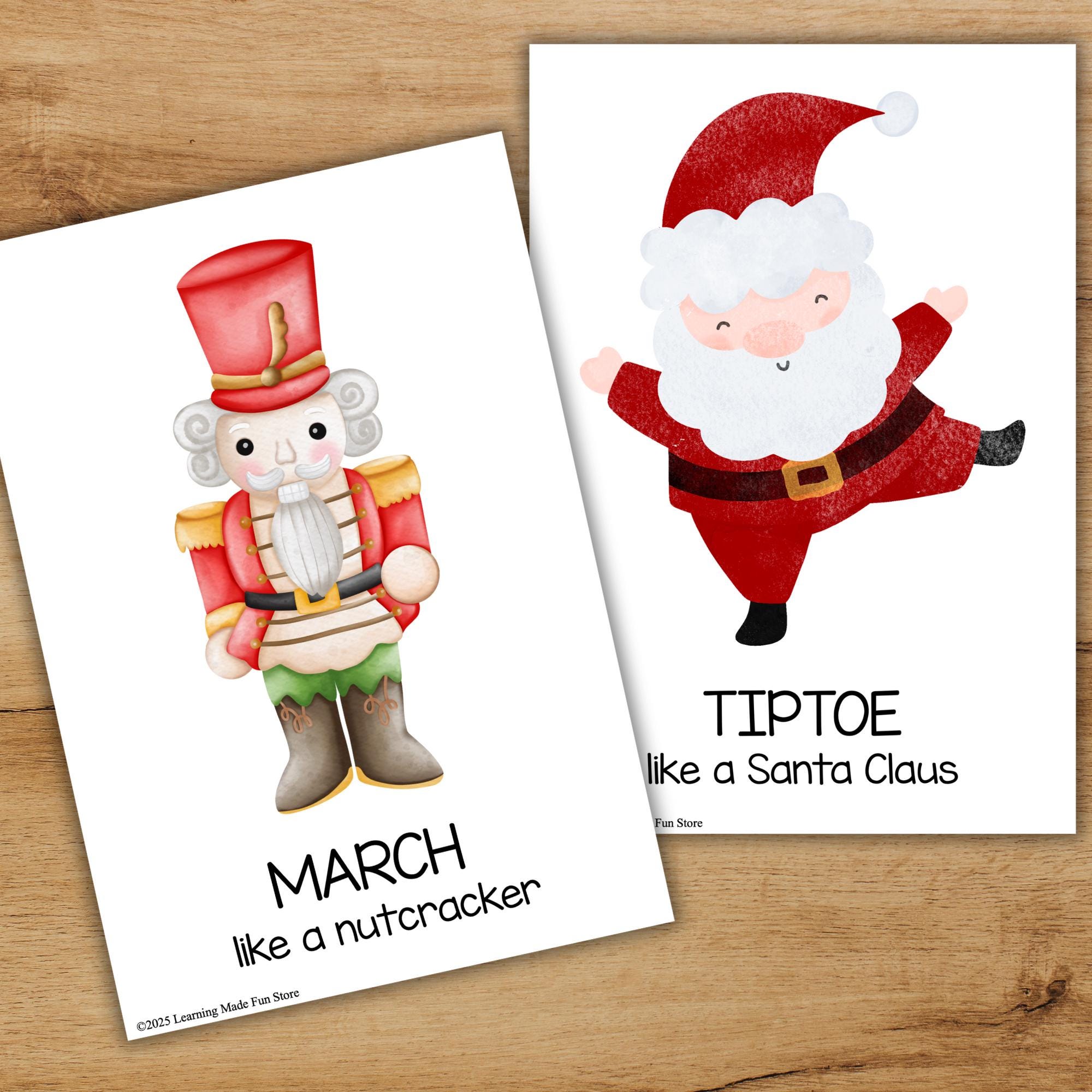 Christmas Movement Cards Printable | Gross Motor Holiday Activity for ...
