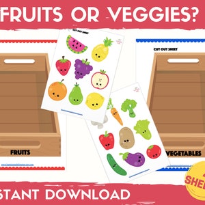 Fruits & Vegetables Sorting Game: Preschool Printable Activity (digital ...