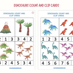 Dinosaur Counting Clip Cards: Montessori Math Activity (digital ...