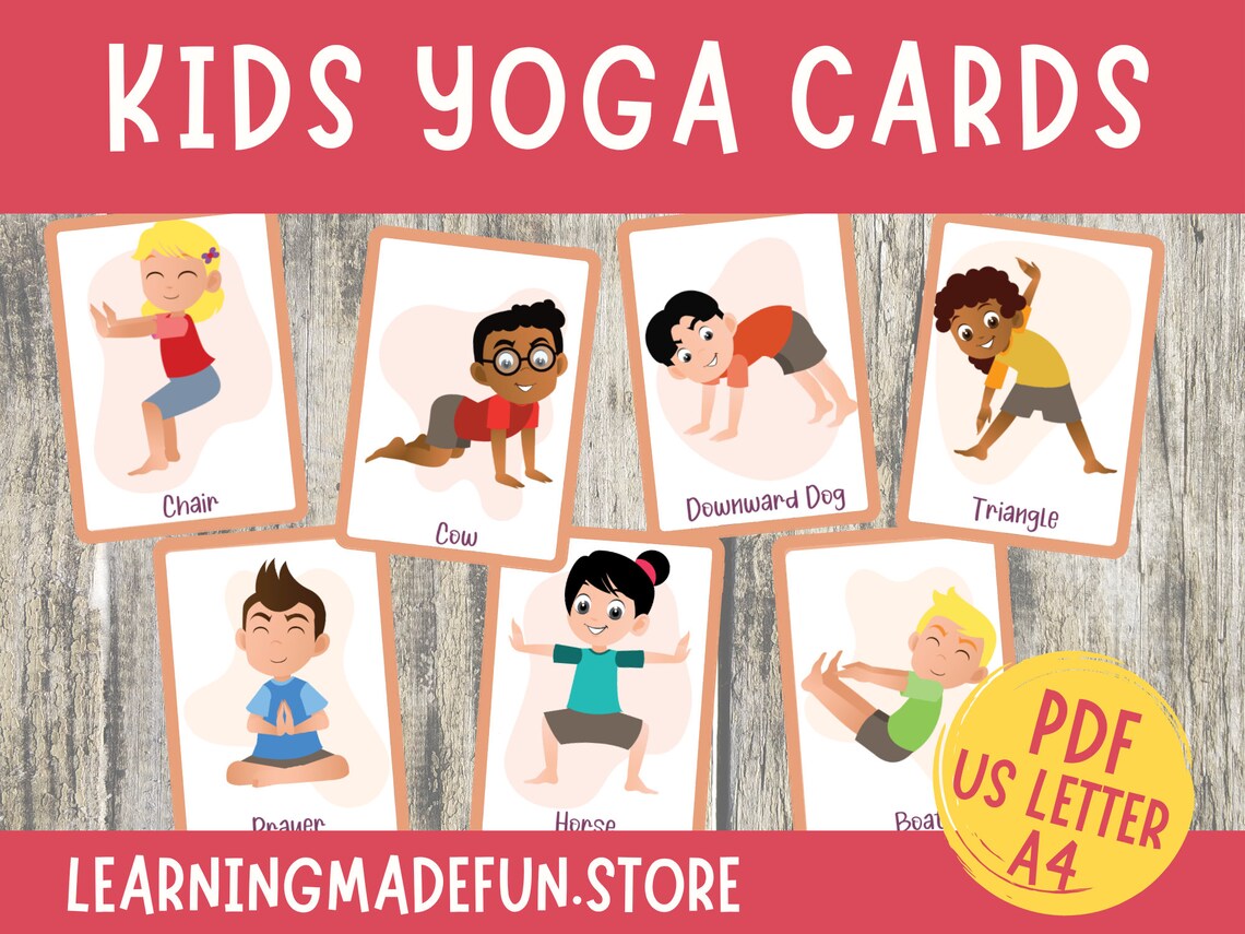 Kids Yoga Cards Childrens Yoga Pose Brain Breaks Flash - Etsy