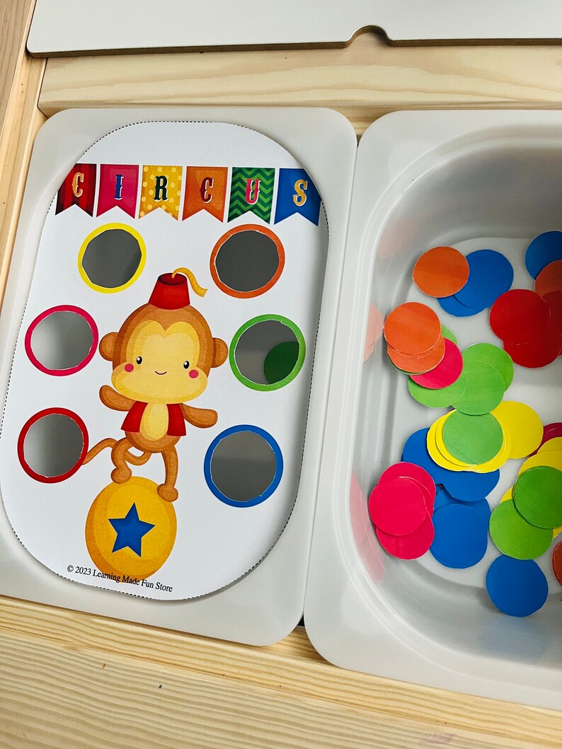 Circus Monkey Color Sorting Flisat Insert (printable) - Etsy