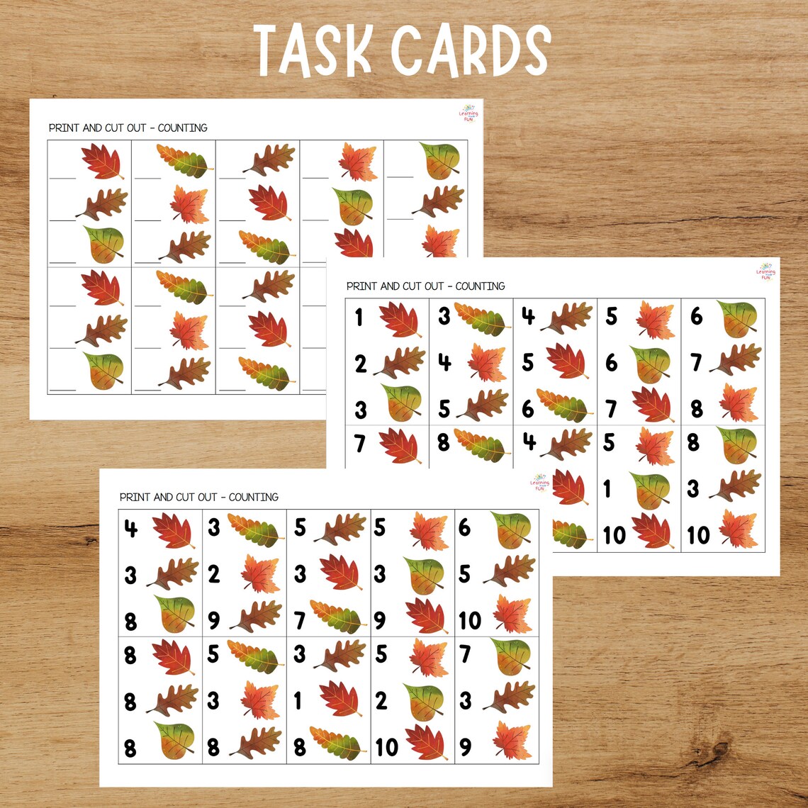 Fall Leaves Counting Flisat Insert, Preschool Printable (digital ...