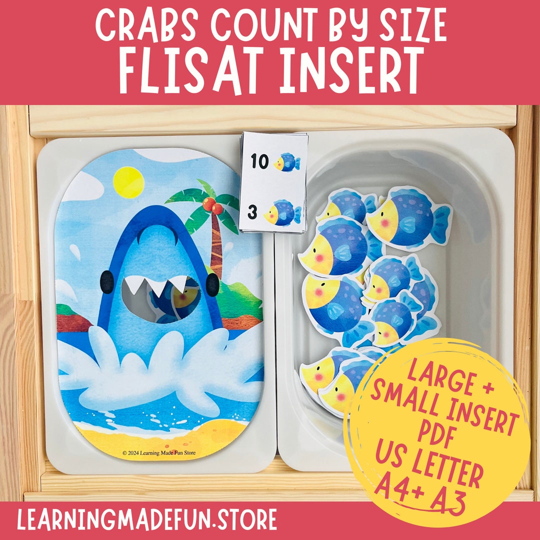 Feed Shark Fish Count by Size, Printable Flisat Insert, Trofast Insert ...