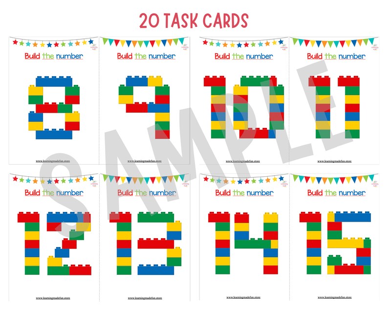 Brick Number Building Cards 0-20: Toddler Math (PDF Download) - Etsy