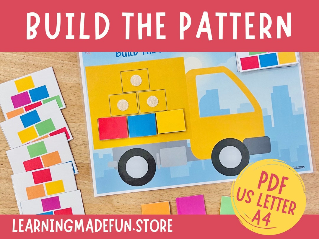 Construction Truck Pattern Matching Game: Toddler Learning Activity ...