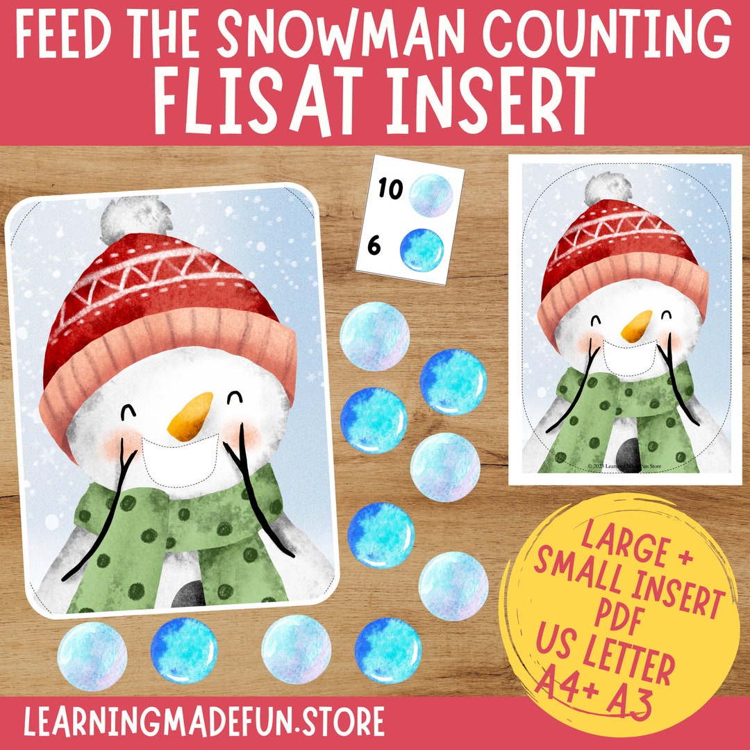 Feed the Snowman Counting Printable Flisat Insert Trofast - Etsy