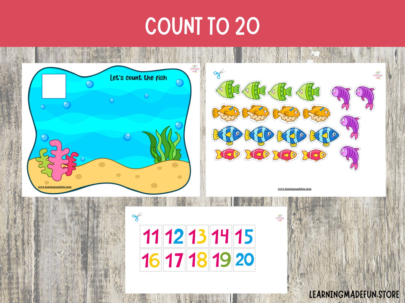 Fish Counting Activity Numbers 1-20 Count Ocean Count - Etsy