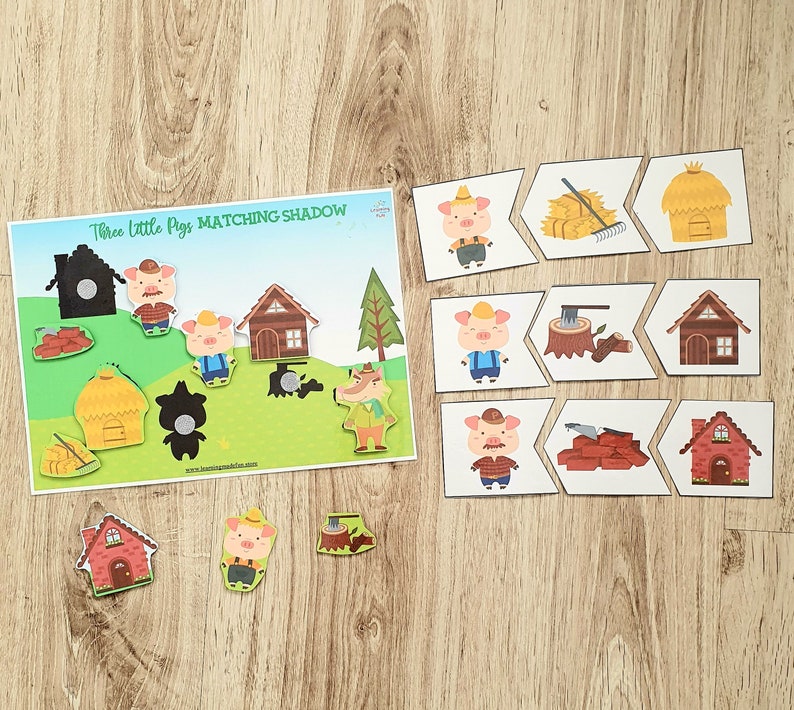 Three Little Pigs Matching Game: Toddler Learning Activity (PDF) - Etsy