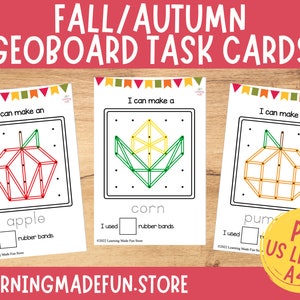 Fall Geoboard Task Cards, Autumn Unit Activity Mats, Preschool Centers ...