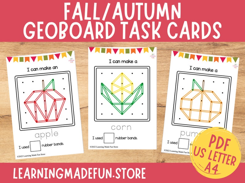 Fall Geoboard Task Cards Autumn Unit Activity Mats Preschool - Etsy