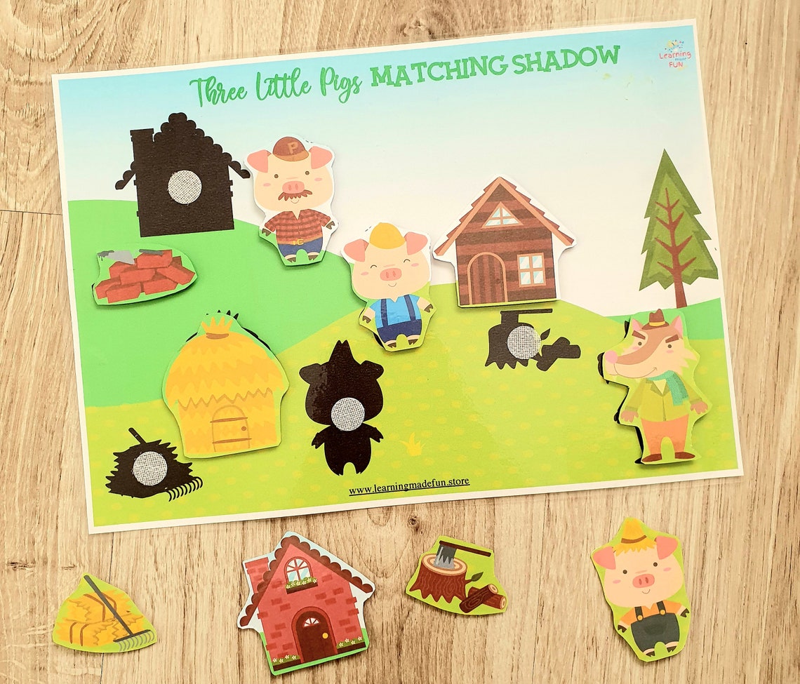 Three Little Pigs Matching Game: Toddler Learning Activity (PDF) - Etsy
